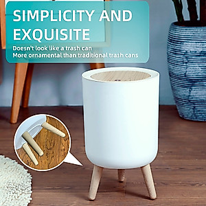 WDPUCHU Bathroom Trash Can with Lid,1.8 Gallon Modern Office Trash Can for Near Desk Bedroom Garbage Can Waste Basket with Push Top,Nordic Small Trash Bin for Living Room,Nursery,Dog Proof Trash Can