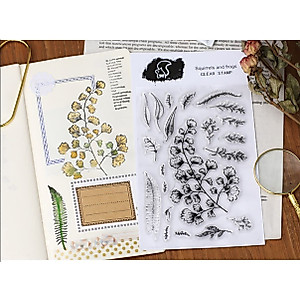 Forever Stamps Silicone Clear Stamps - Plants Botanic Pattern with Arylic Block Set for Card Making Decoration and DIY Scrapbooking ZENTA