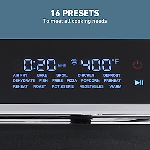 West Bend Air Fryer Oven 15-Quart with Digital Controls Easy-View Door and 16 Cooking Presets, Includes Eight Accessories, 1000-Watts, Black