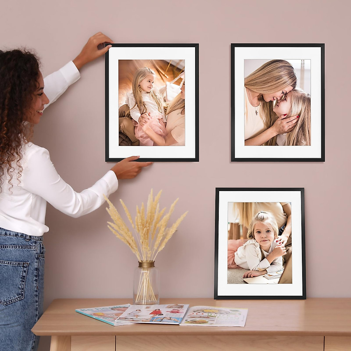 Giftgarden 10Pack 8.5x11 Picture Frame with Mat, 11x14 Matted to 8.5 x 11 Certificate Diploma Award Document Degree, Multi 14x11 Black Frames for Wall or Tabletop Display