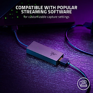 Razer Ripsaw X USB Capture Card w/Camera Connection: 4K 30FPS - OBS & Streamlabs Compatible - for Streaming, Gaming, Video Conference, Zoom, Teams - HDMI 2.0 & USB 3.0 - Compact Design - Plug & Play