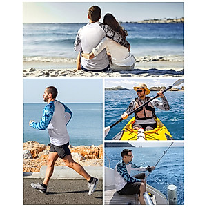 FISHEAL UPF 50+ UV Sun Protection with Zip Pocket - Fishing Shirts for Men Long Sleeve Mesh Sides Performance Shirt