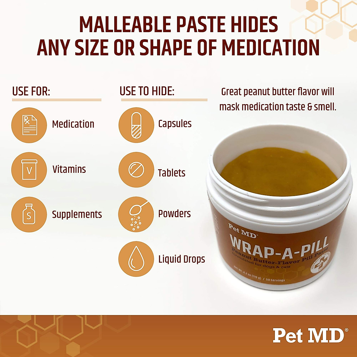 Pet MD Wrap-A-Pill Variety Pack - Peanut Butter & Cheese Bacon Flavored Pill Paste for Dogs - 4.2 oz Each