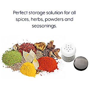 Cornucopia Mini Plastic Spice Jars w/Sifters (12-Pack, Black); 2 Tablespoon Capacity (1 Fluid Ounce) Spice Bottles for Travel, Glitter, Gifts, Favors