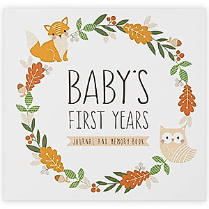 Baby Journal Memory Book for Boys or Girls - Baby Scrapbook Album for First 5 Years - Gender Neutral Baby Milestone Book - Keepsake for Baby Photos, Hardcover, Forest Dreams