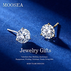 Martini Lab Created Diamond Earrings for Women, 4ct Round D Color VVS1 Clarity Lab Grown Diamond Stud Earrings 14K White Gold Vermeil 3 Prong Moissanite Earrings for Women with Screw Backs