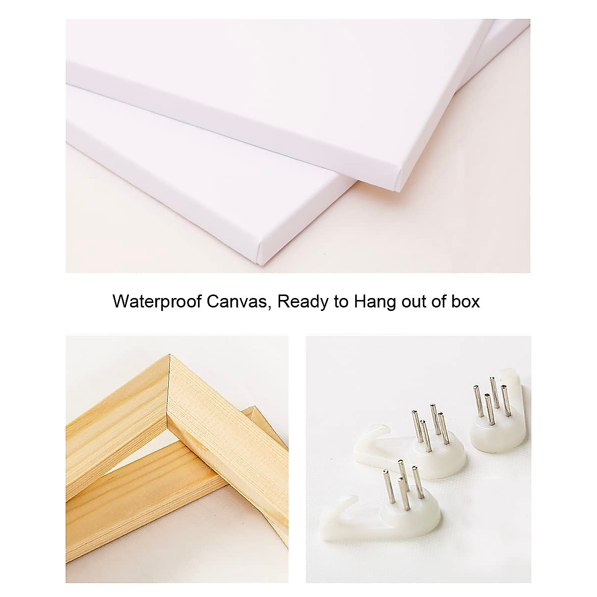 Biuteawal - Modern Canvas Flower Wall Art Abstract Gold Floral Blue Background Paintings on Canvas Still Life Artwork for Home Kitchen Living Room Bedroom Decorations Wall Decor