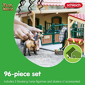 Schleich Horse Barn and Stable Playset - Award-Winning Riding Center 96 Piece Set, 2 Pony Toys, Rider Figurine, and Farm Accessories, for Girls and Boys 3 Years Old and Above