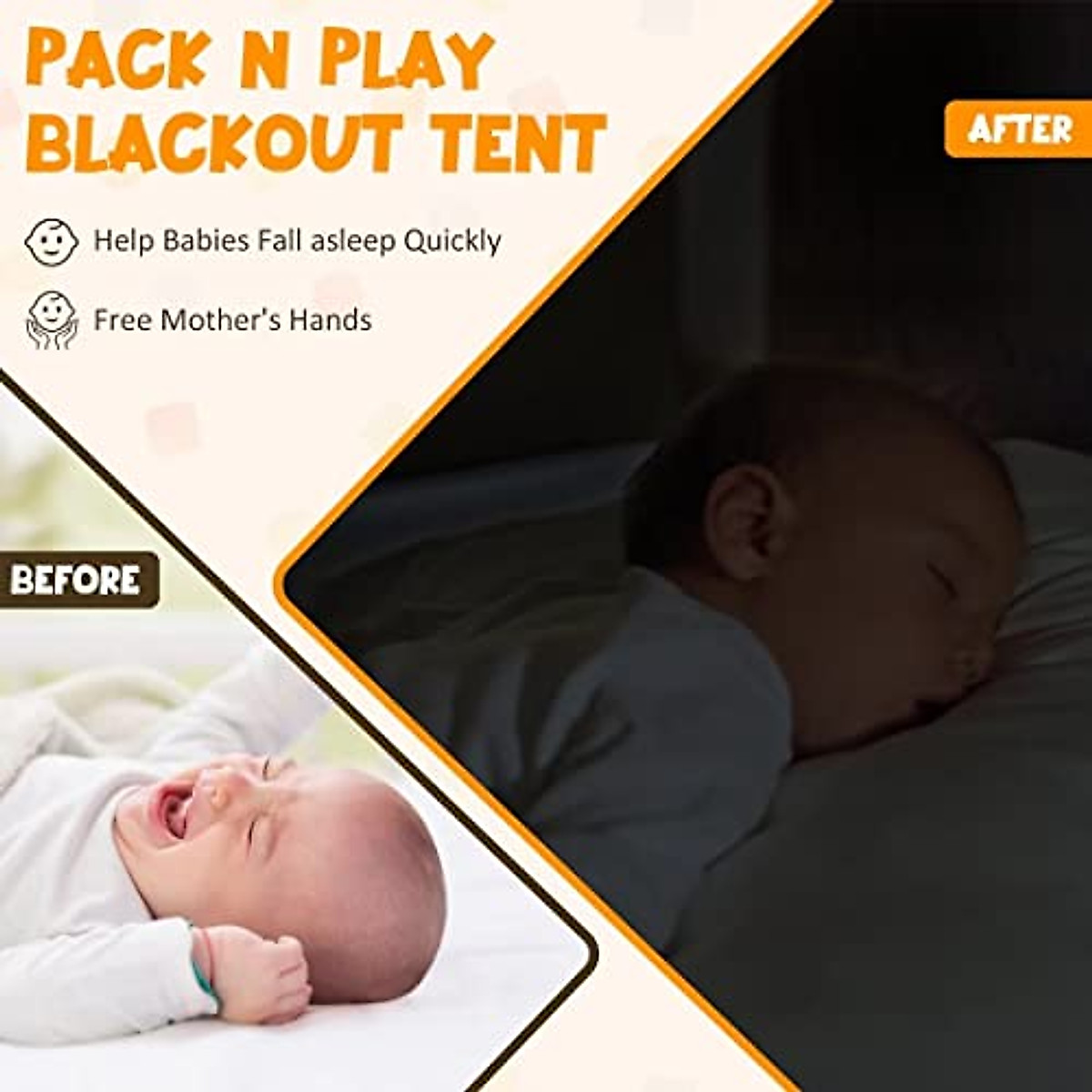 Blackout Tent for Pack N Play, YAVIL Portable Travel Crib Blackout Canopy Cover to Block Out 97% Light for Baby Sleeping or Playing