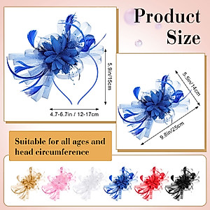 Geosar 6 Pcs Fascinator Hats for Women Feather Net Veil Tea Party Hats Flower Cocktail Mesh Carnival Headpieces for Women