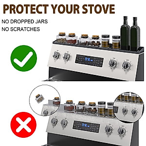 KILOW Dreacompy Kitchen Stove Top Shelf, Magnetic Installation Stovetop Oven Organization Shelf, 30 Inch Silicone Material, Easy to Clean, Spice Storage Organizer (Grey)