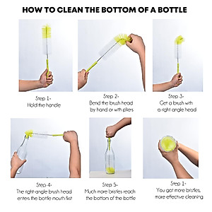 ALINK 16” Long Bottle Brush Cleaner for Washing Wine/Beer/Sport Well/Thermos/Glass and Long Narrow Neck Sport Bottles