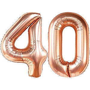 Giant 40 Balloon Numbers Rose Gold - 40 Inch | Rose Gold 40th Birthday Balloons for Women | Rose Gold 40th Balloons for Women | 40th Birthday Decorations Women Rose Gold | Rose Gold Balloon Numbers 40