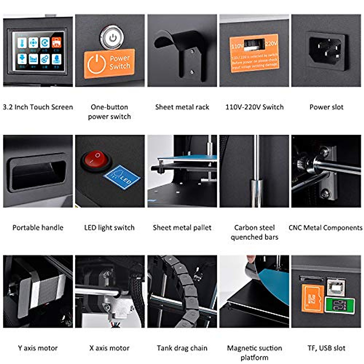 HUAFAST 3D Printer HS-Mini S High Resolution Enclosed Industrial Large Size 200x200x200mm Build Area Support 1.75mm PLA ABS PETG Wood TPU Flexible Filament for School Education Family Maker DIY Liker