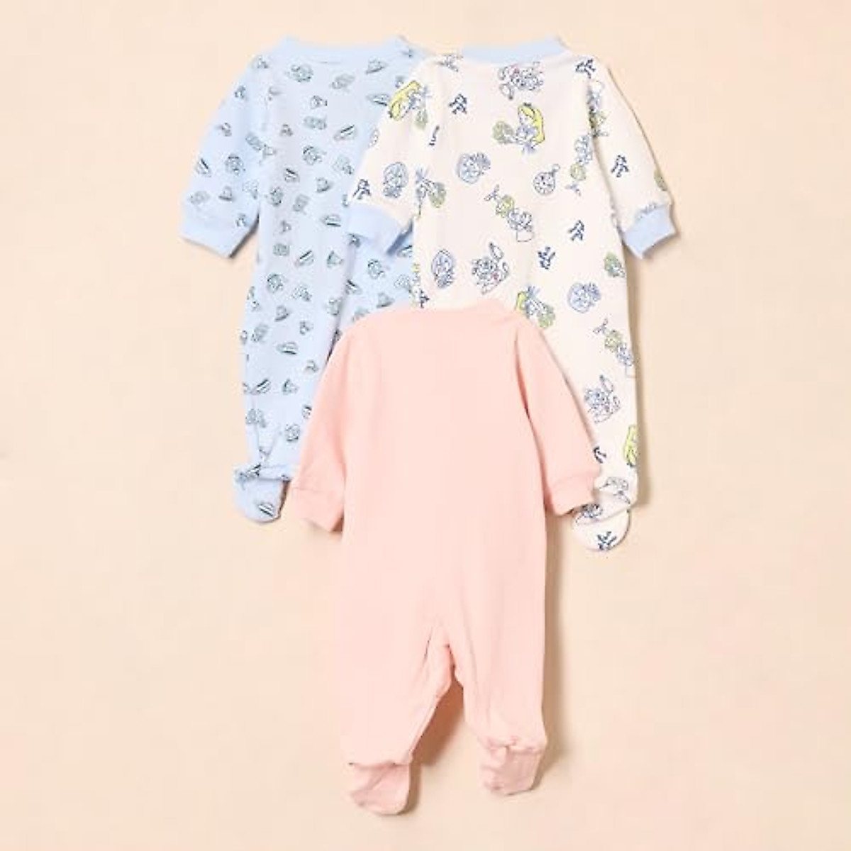 Amazon Essentials Disney | Marvel | Star Wars | Princess Baby Girls' Cotton Coveralls, Pack of 3, Alice Tea Party, 6-9 Months