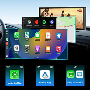 Spedal 860 Wireless Apple CarPlay & Android Auto with 4K Dash Cam, 1080P Backup Camera- 9.3" HD Touch Car Play Screen, GPS Navigation for Car, Portable Car Stereo with Bluetooth, FM/AUX, 64G TF Card