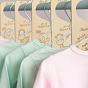 BOWINR Wooden Baby Closet Dividers Set of 7 Baby Clothes Organizer Baby Double-Sided Closet Organizer Cute Woodland Animal Theme Nursery Decor Neutral from Newborn to 24 Months
