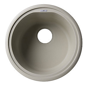 ALFI brand AB1717DI-B Drop-In Round Granite Composite Kitchen Prep Sink, 17", Biscuit