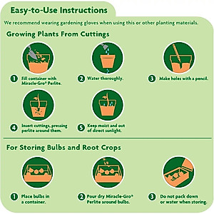 Miracle-Gro Perlite, Enriched with Plant Food, Improves Drainage and Aeration in Potting Mixes, For Container Plants, 8 qt., 3-Pack