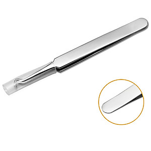 BEUKING Acne Blemish Blackhead Comedone Stainless Steel Nipper Blemish Extractor Tool for Remove Blackhead Acne Whitehead Pimple Bend Curved Tweezers, Silver