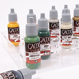 Craftelier - Paint Stand or Organiser Tray for Alcohol-based Inks with 25 Paint Jars Ø 2.5 cm (8" x 7" x 1.2") | Transparent Colour - Dimensions Approx. 20.3 x 17.7 x 3.1 cm (8" x 7" x 1.2")