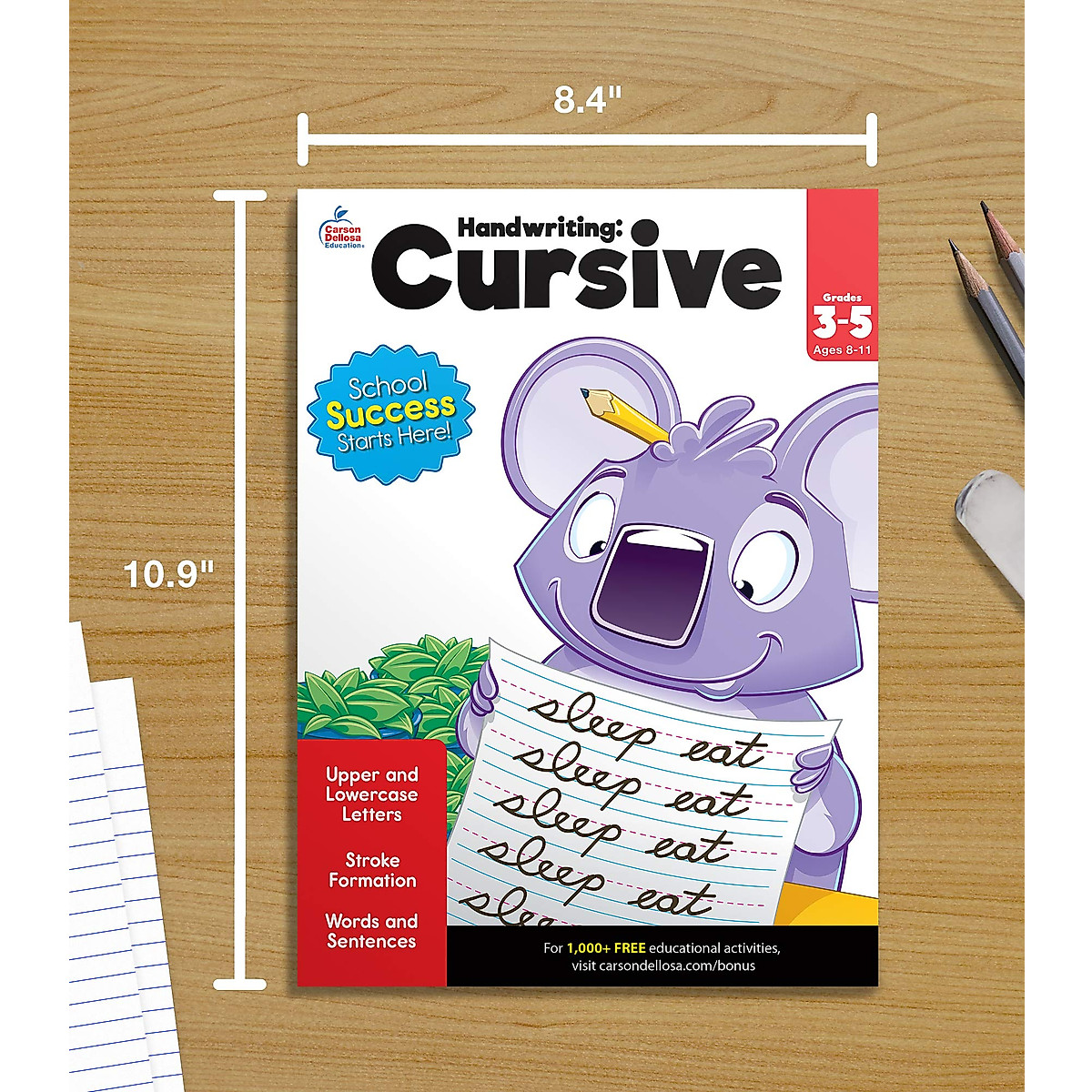 Carson Dellosa Cursive Handwriting Workbook for Kids, Grades 3-5 Cursive Letter Tracing Book, Cursive Handwriting Practice and Letter Tracing for Beginners Workbook for Homeschool or Classroom