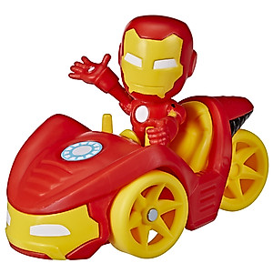 Playskool Heroes Marvel Spidey and His Amazing Friends Iron Man Action Figure and Iron Racer Vehicle, Toy for Kids Ages 3 and Up