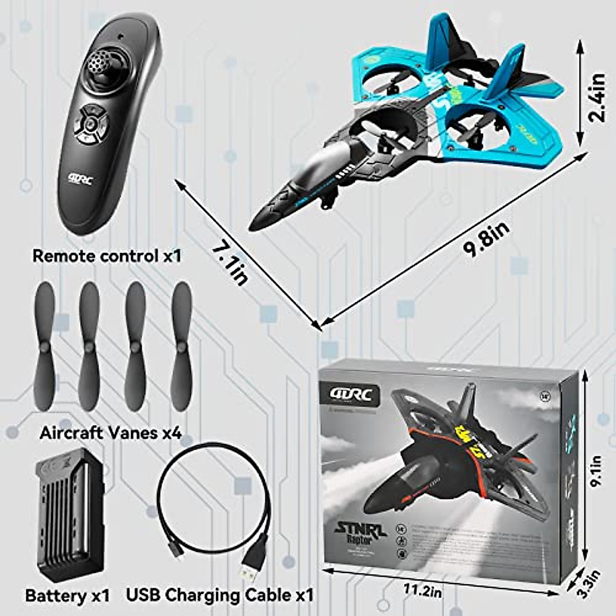 emudans V17 Fighter RC Aerobatic Aircraft Drones for Kids&Beginners,Four-Rotor Aircraft Toys with 4 Motors, 360°Stunt Roll, Gravity-Sensing Remote Control, 15 Minutes of Life, LED Color Lights