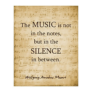 Music Is Not in the Notes - Mozart Inspirational Music Decor Wall Art, This Sheet Music Poster Wall Decor, Is Great For Home Decor, Office Decor, or Music Room Decor Aesthetic, Unframed - 8x10