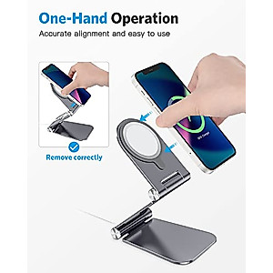Stand for MagSafe Charger, OMOTON Foldable Phone Stand Holder for MagSafe Accessories， Compatible with iPhone 14/13/12 Pro Max/Pro/Mini, Charger for MagSafe Not Included, Gray