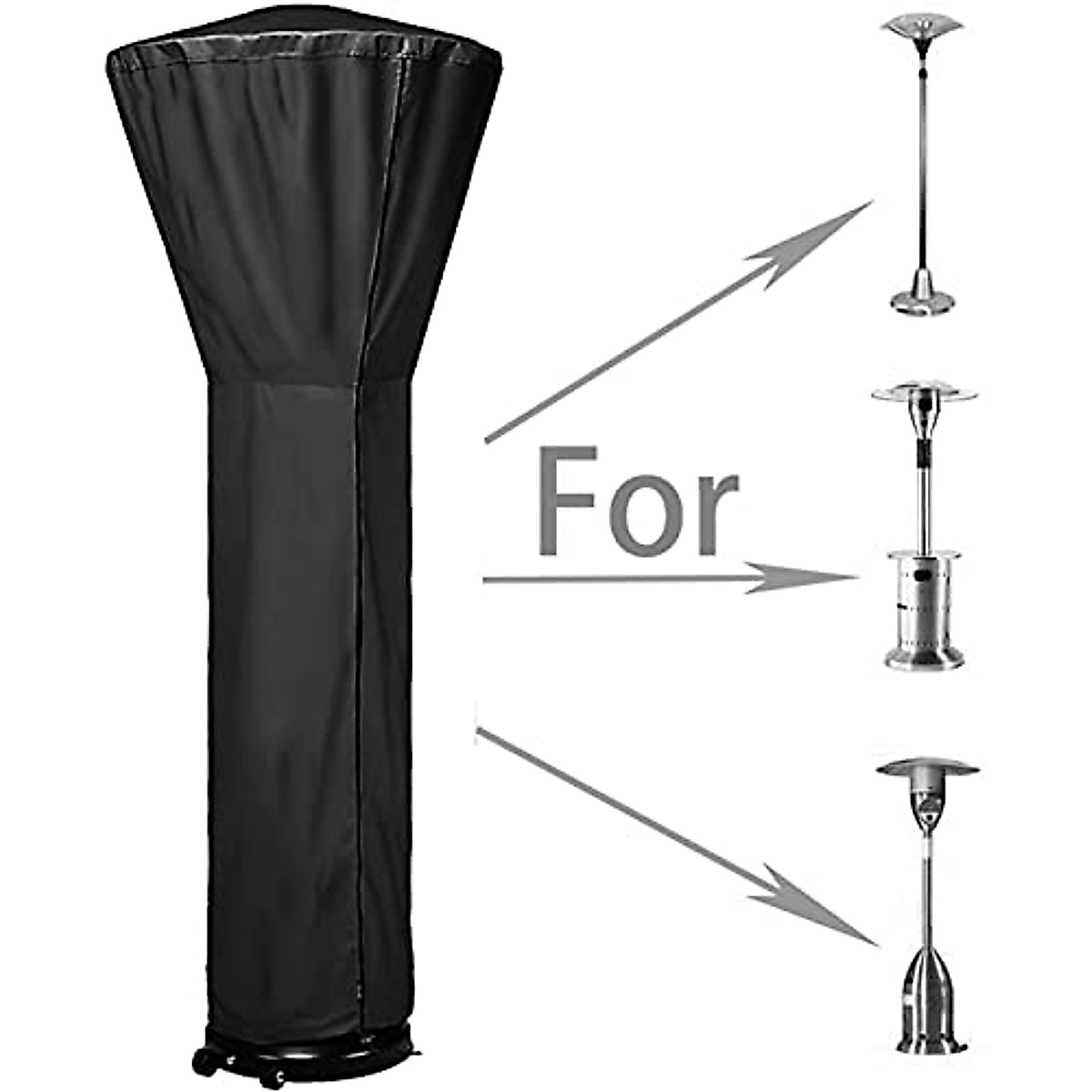 Patio Heater Covers, Outdoor Heater Cover with Waterproof Zipper and Reflective Ribbon, PU Coating & Anti-UV & Snow-proof & Dust-proof Garden Cover, 89"H x 33"D x 19"B