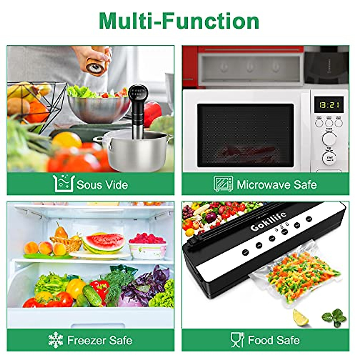 Gokilife Vacuum Sealer Bags - 100 Plus Pint Size 8" x 10" for Food Saver, Commercial Grade PreCut Bags with BPA Free and Heavy Duty, Seal a Meal, Great for Vac Storage, Meal Prep or Sous Vide