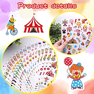 Cute Carnival Circus Stickers 820 Count Party Goodie Gifts Bags Decor Red White Elephant Clown Adhesive Stickers for Girls Boys Birthday Invitations Art Craft Decorations School Game Class Rewards