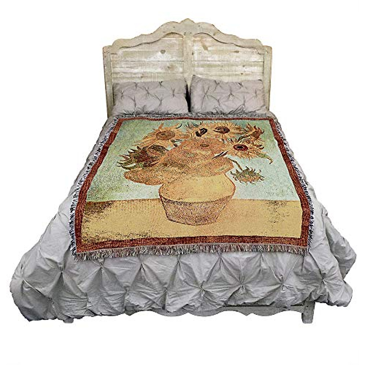 Pure Country Weavers Vase with Twelve Sunflowers Blanket by Vincent Van Gogh - Fine Art Gift Tapestry Throw Woven from Cotton - Made in The USA (72x54)
