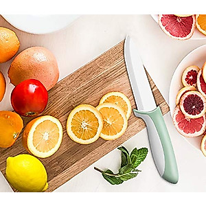 Premium Ceramic Knife 4 inches, Kitchen Paring Knife - Ultra Sharp Fruit Knife for Vegetable Food with Hippo Shaped Cover, Small Portable Pairing Knives Food knife with Sheath, Green, by Jonbyi