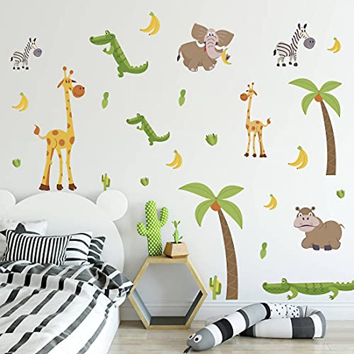 MESU Glow in The Dark Zoo Animal Stickers Crocodile Luminous Wall Decals for Nursery Baby Rooms Home Decoration Crocodile