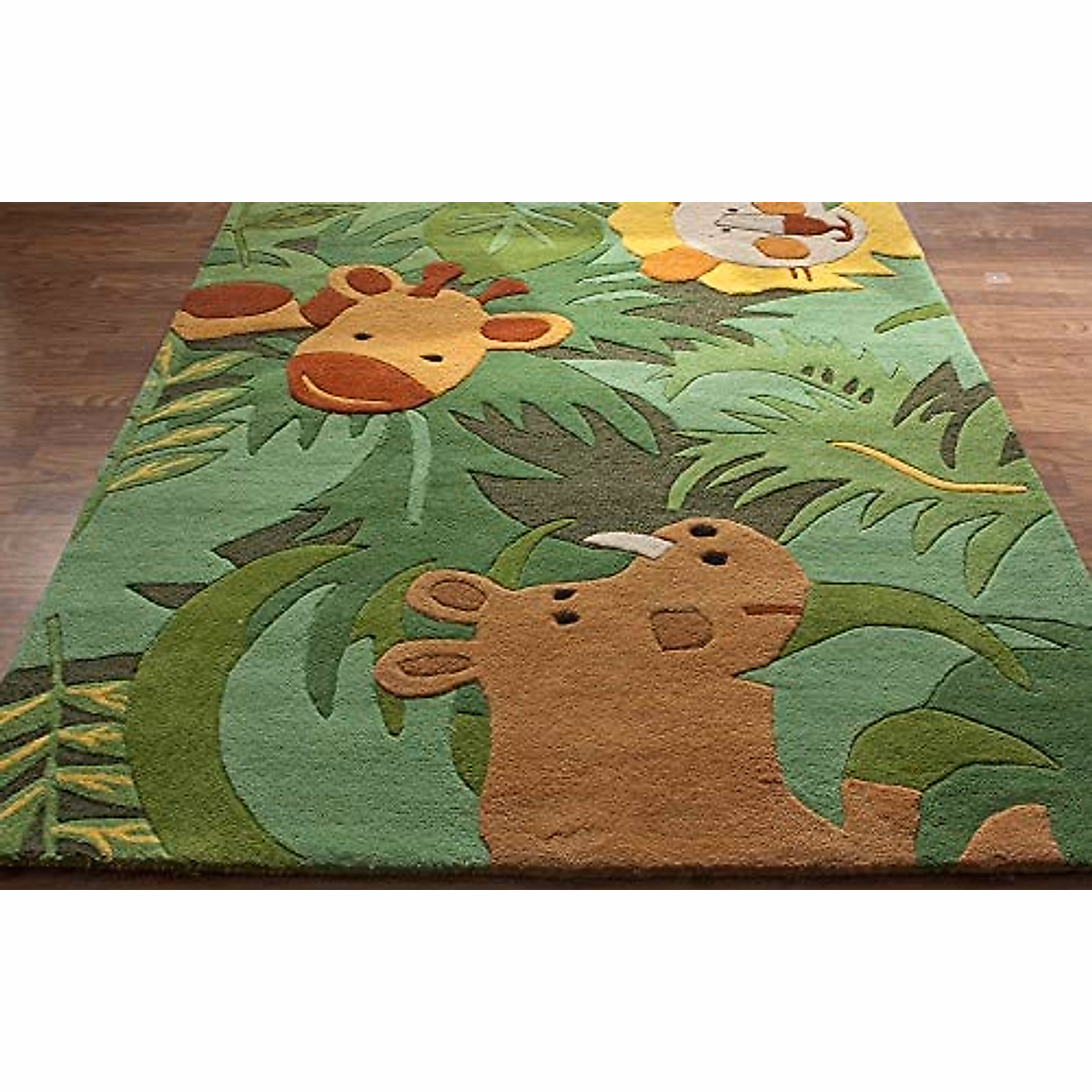 nuLOOM Kinder Safari Friends Wool Area Rug, 3' 6" X 5' 6", Green