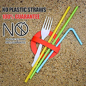 200 Count 100% Plant-Based Compostable Straws - Plasticless Biodegradable Flexible Drinking Straws - A Fantastic Eco Friendly Alternative to Plastic Straws