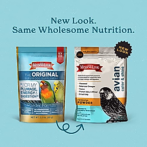 The Missing Link Avian Color & Shine Superfood Supplement Powder for Captive Birds - Flaxseed, Yucca, Kelp, Phytonutrients & Protein - Supports Energy, Plumage, Digestive & Immune Health - 3.5oz