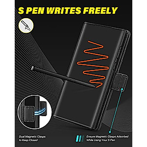 TUCCH Wallet Case for Galaxy S23 Ultra 5G, [TPU Shockproof Interior Case] Kickstand [RFID Blocking] Card Slot, Magnetic PU Leather Folio Cover Compatible with Galaxy S23 Ultra 5G 6.8-Inch 2023, Black