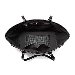 Daisy Rose Tote Shoulder Travel Bag & Matching Clutch PU Vegan Leather - Black Check