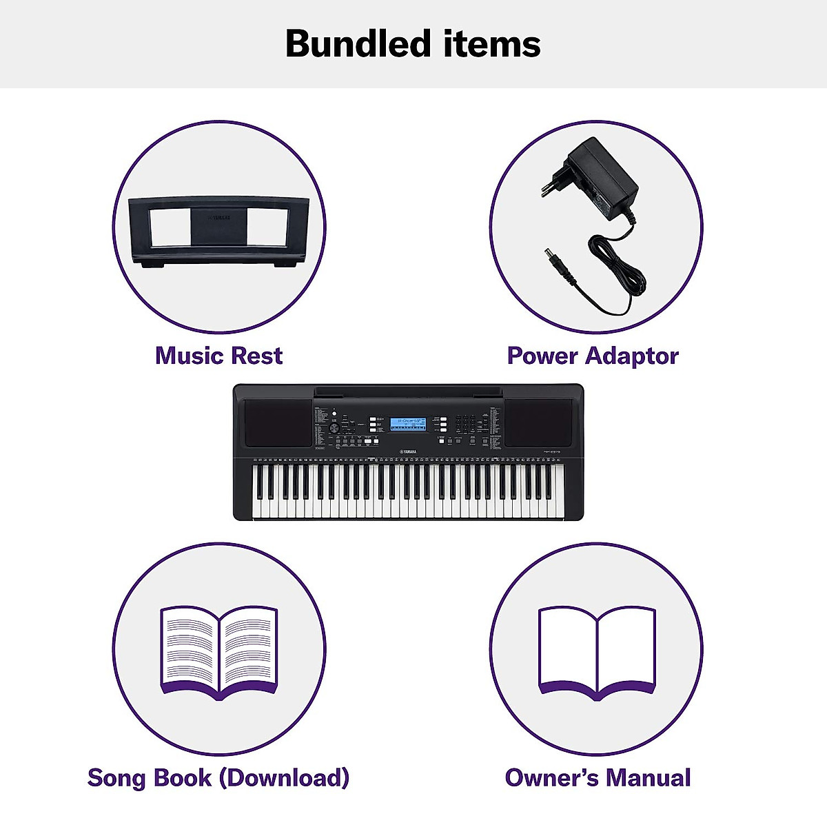 Yamaha PSRE373 61-Key Touch Sensitive Portable Keyboard (Power Adapter Sold Separately)