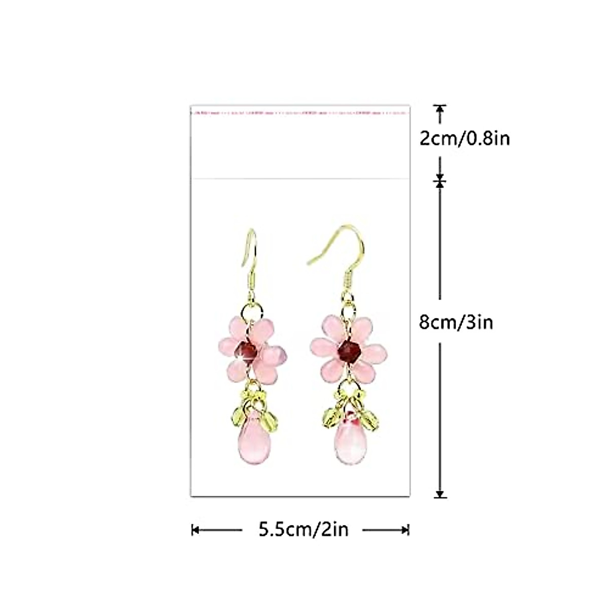 Clear Resealable Cellophane Bags 500pcs Sealable OPP Poly Bags 2x3" Mini Crystal Sealed Clear Bags 2 Mil for Earrings Candies Bakery Cookies Gift (5 Sizes to Choose from)
