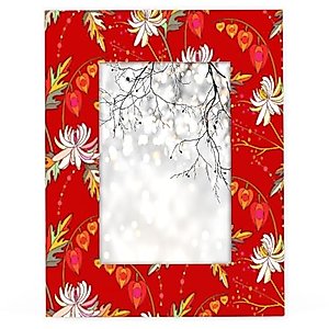 Yzrwebo Ethnica Floral 11x14 Picture Frame Red Background Wood Photo Frames High Transparent Horizontal and Vertical Tabletop Display or Wall Mounting for Family Home Gallery Office