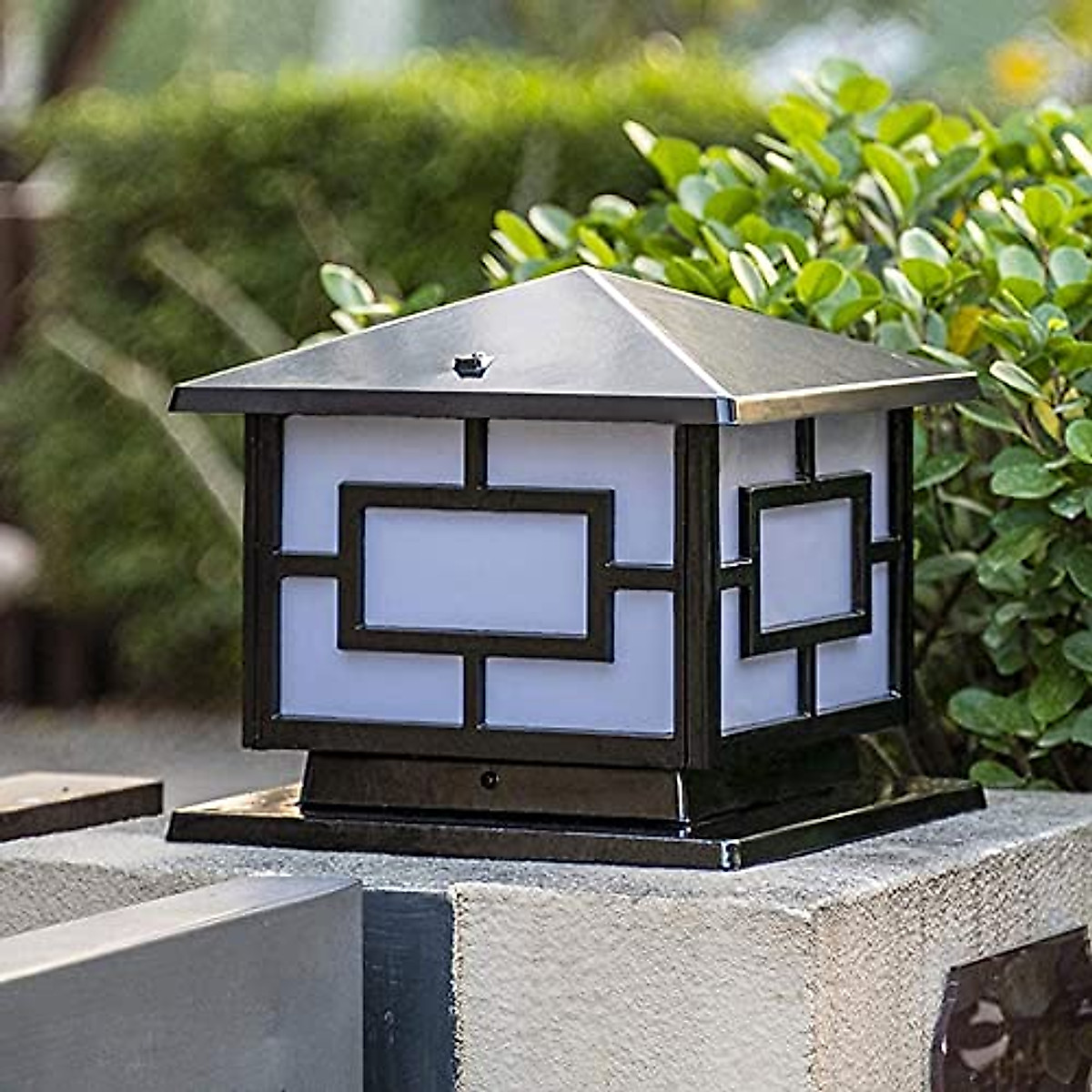 CZLZY Modern Simple E27 Pillar Lamp Outdoor Post Light Fixtures Creative Aluminum Square Column Light Acrylic Lampshade Villa Courtyard Fence Landscape Light Pedestal Light