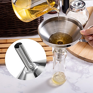 5 Inch Stainless Steel Funnel with Strainer and 200 Fine Mesh Filter, Food Grade Metal Funnel, Cooking Oil Filter, Oil Strainer for Deep Fryer, Milk Strainer, Funnels for Kitchen Use Filling Bottles