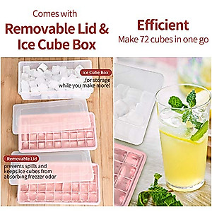 Food-grade Silicone Ice Cube Tray with Lid and Storage Bin for Freezer, Easy-Release 36 Small Nugget Ice Tray with Spill-Resistant Cover&Bucket, Flexible Ice Cube Molds with Ice Container, Scoop Cover