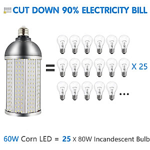 Intpro LED Light Bulb Garage Light Corn Bulb Super Bright Cob Light 60W 7000lm E26 Daylight 5000K 550W Equivalent 2Pack for Indoor Garage Light Basement Barn High Bay