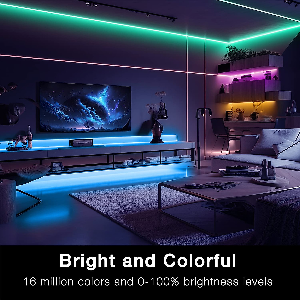 DAYBETTER Smart WiFi Led Lights 50ft, Tuya App Controlled Led Strip Lights, Work with Alexa and Google Assistant, Timer Schedule Led Lights Strip, Color Changing Led Lights for Bedroom Party Kitchen