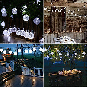 LYHOPE Solar Outdoor String Lights, 35.6ft 60 LED Crystal Ball Waterproof Solar Powered Globe Lights for Garden Patio Yard Holiday Party Decoration (Cool White)